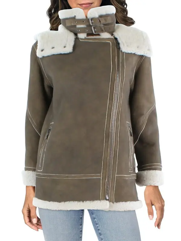 Buy HISO Martina Leather Shearling Bomber Jacket Brown At 63 Off