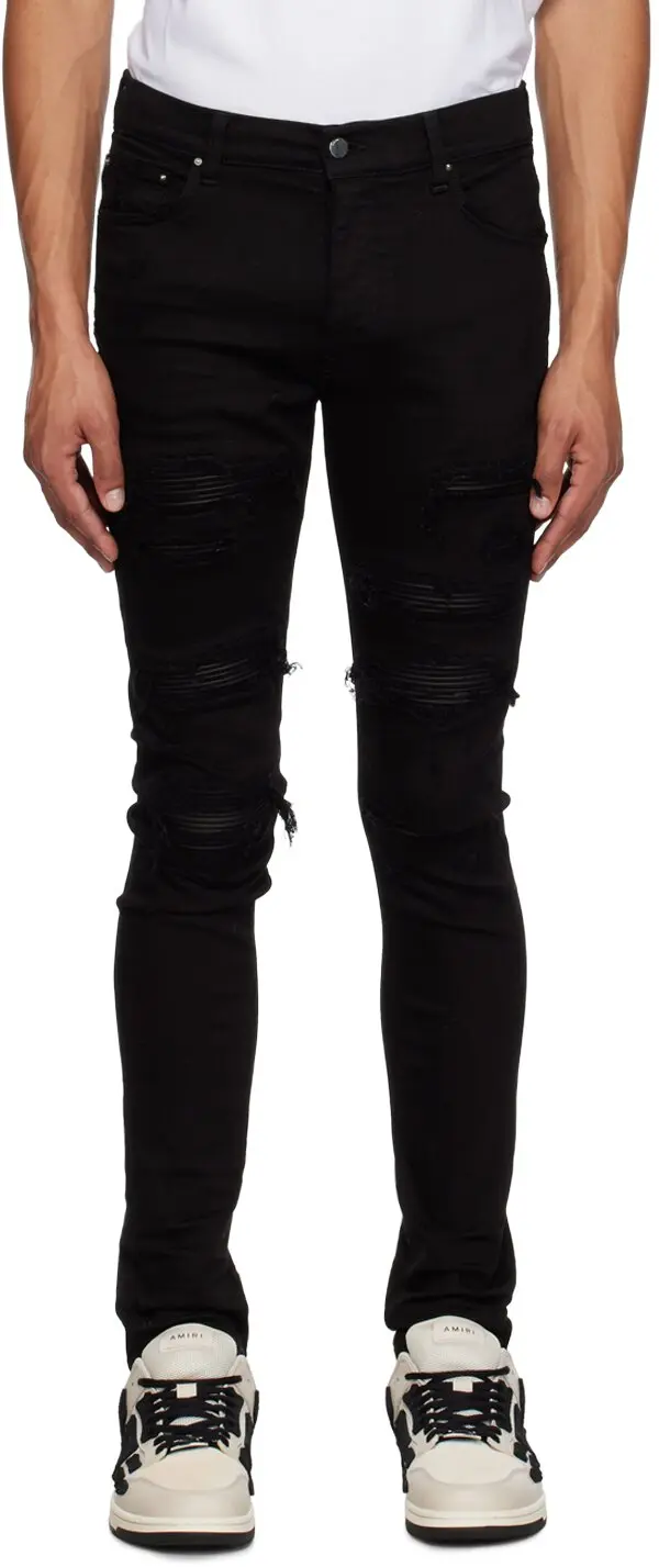Amiri Leather Thrasher Jeans Amiri Mens Black Jeans – Designer