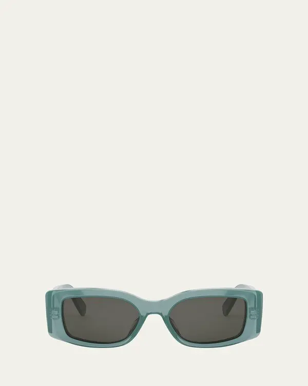 Celine Triomphe Rectangle Sunglasses - Shiny Light Green Smoke