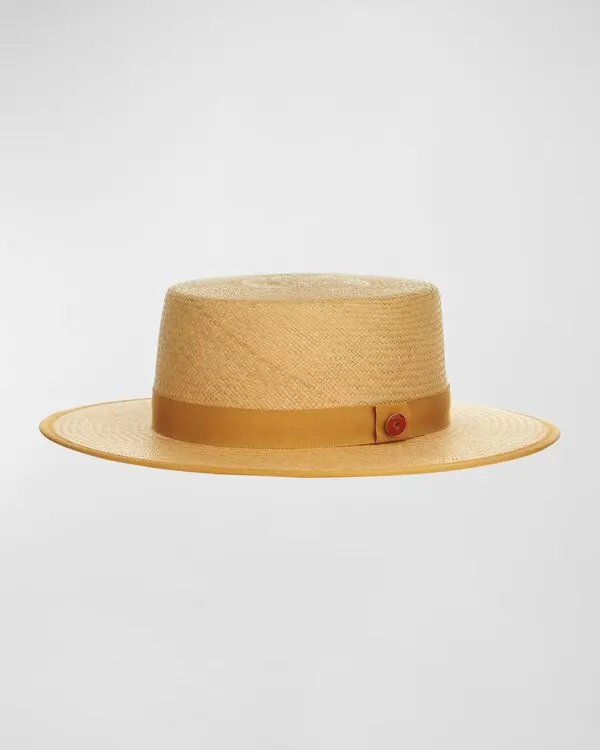KEITH JAMES Keith And James Derby Straw Hat - Natural Tan