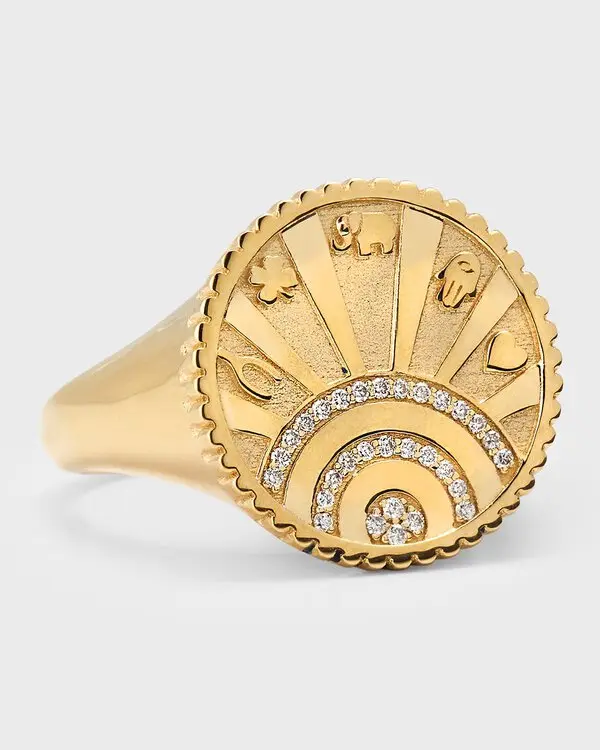 SYDNEY EVAN 14k Gold Diamond Luck Coin Ring