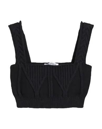 Attico Knitted Crop Top - Black