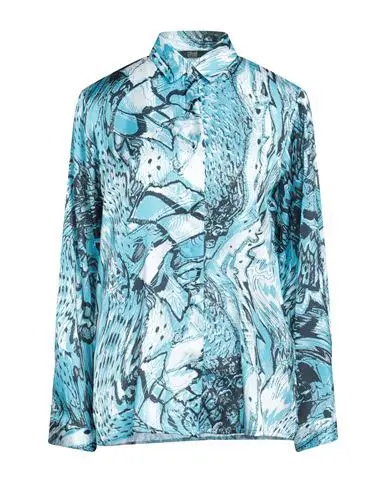 Roberto Cavalli Satin Animal Print Shirt - Blue