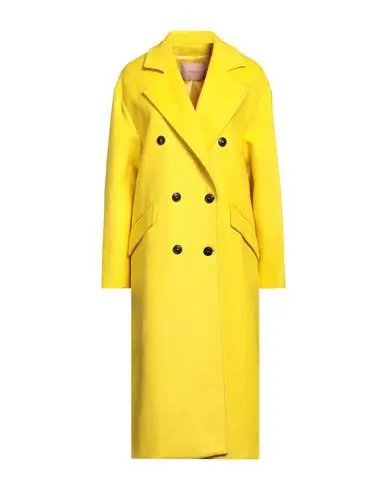 TWINSET Double-breasted Baize Coat - Yellow