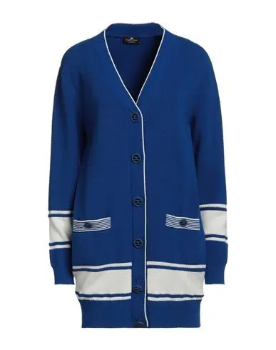 Elisabetta Franchi Knitted Cardigan With Logo - Blue