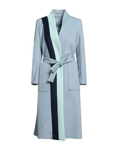 YES LONDON Belted Multicolor Coat - Blue
