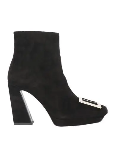 ROGER VIVIER Ankle Boots In Suede With Appliqués - Black
