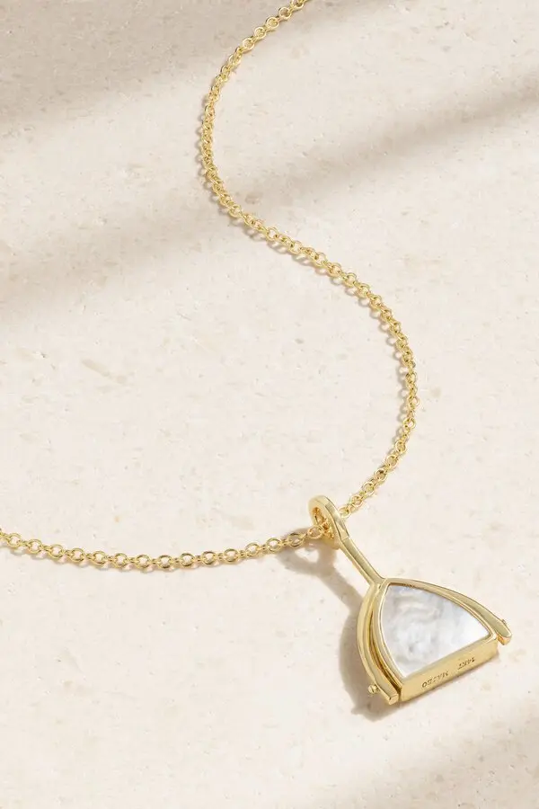 Mateo Flip 14-karat Pearl And Diamond Pendant Necklace - Gold