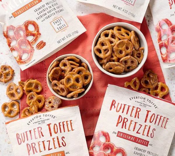 EVERTON TOFFEE 4oz Bags Of Butter Toffee Pretzels