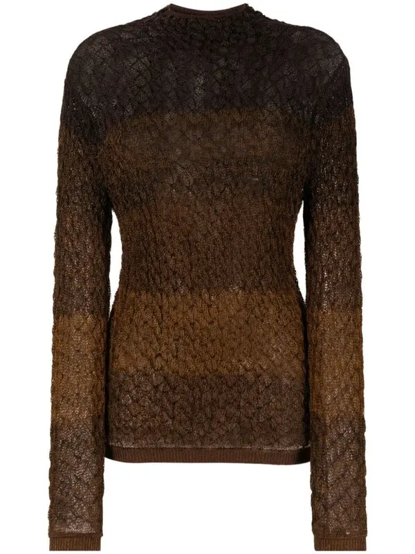 ISA BOULDER Shirred-effect Striped Jumper