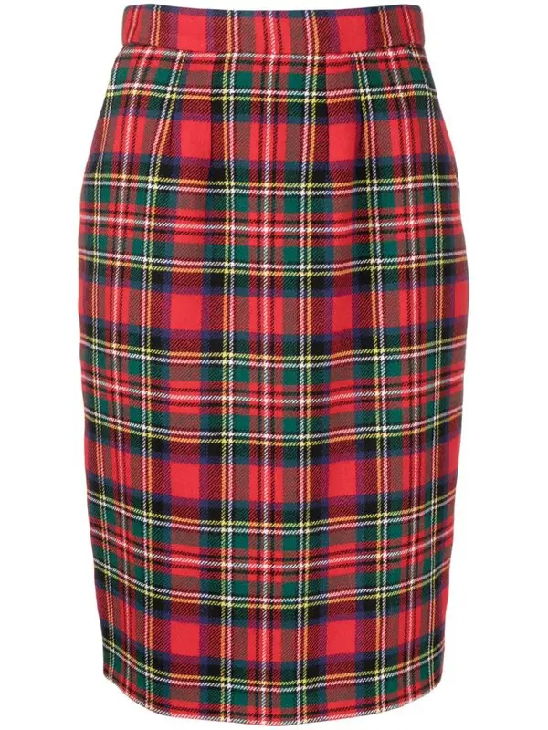 Saint Laurent Tartan-check Pencil Skirt