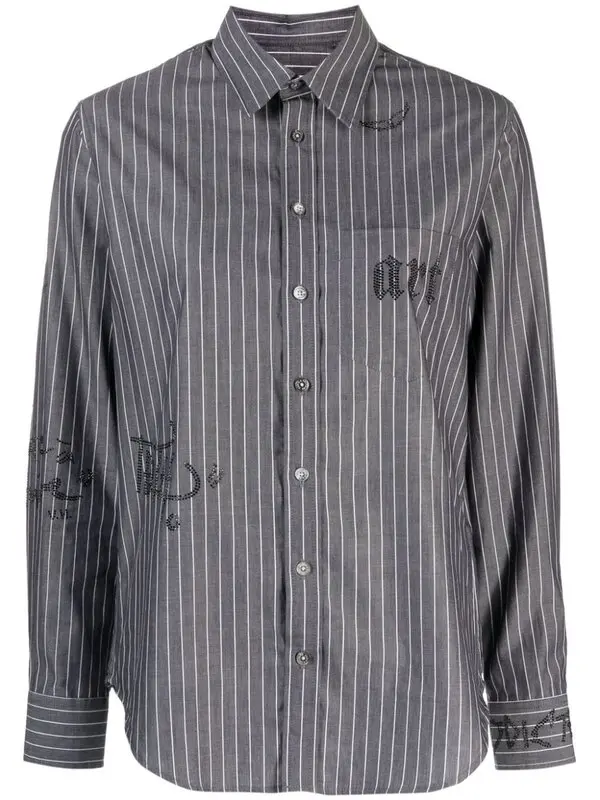 Zadig&Voltaire Taskiz Rhinestone-embellished Striped Shirt - Black