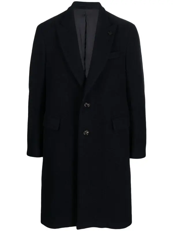 LARDINI Single-breasted Wool Blend Coat