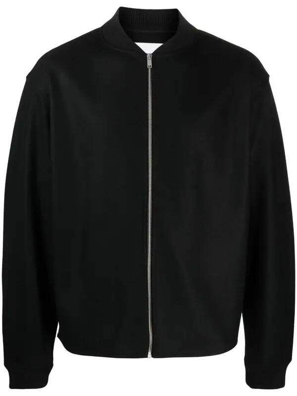 JIL SANDER Band-collar Wool Bomber Jacket - Black