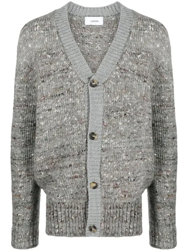 LARDINI Mélange Ribbed-trim Cardigan