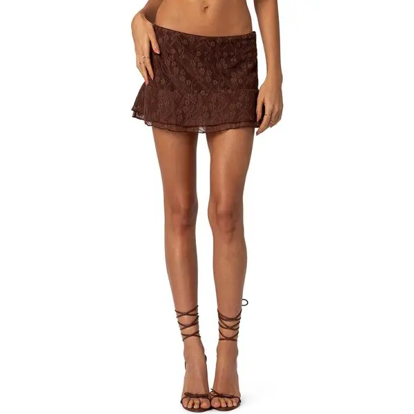 EDIKTED Lyra Stretch Lace Miniskirt