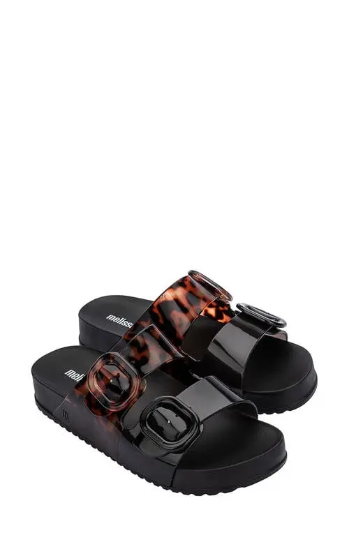 Melissa Cozy Buckle Slide Sandal - Black / Clear Tortoise