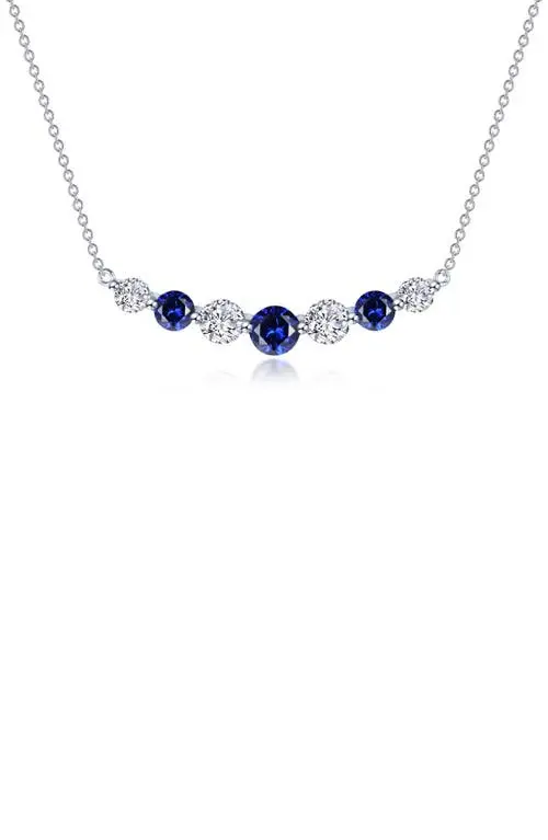 Lafonn Symbols Of Joy Lab Created Sapphire And Simulated Diamond Bar Pendant Necklace