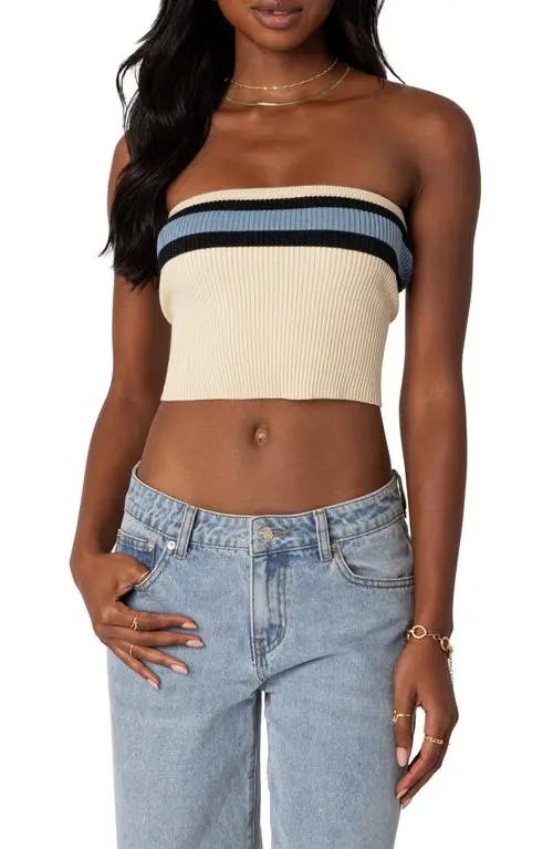 EDIKTED Cyprus Rib Tube Top - Beige