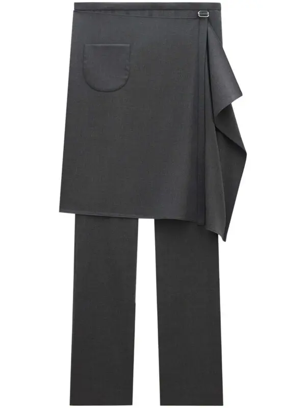 COURREGES Tailored Wool-blend Overskirt Trousers - Grey
