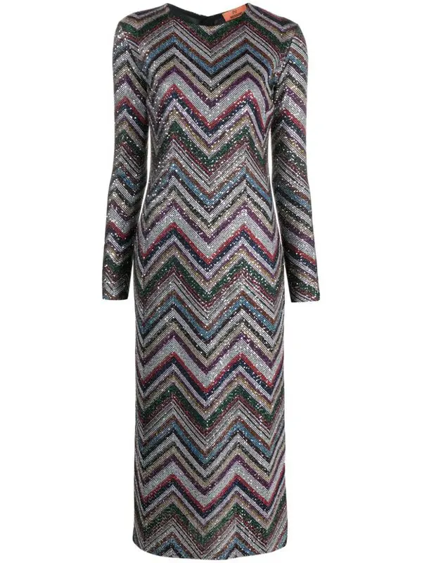 Missoni Zigzag Sequin-embellished Midi Dress
