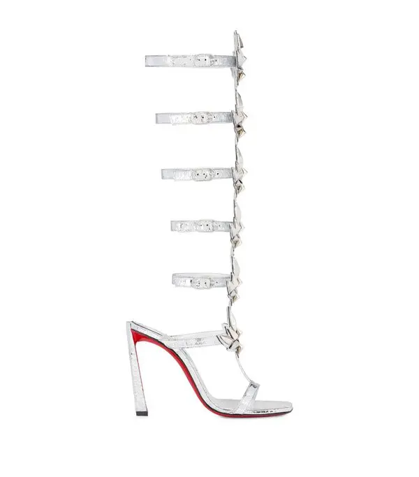 Christian Louboutin X Marvel Sea Warrior Leather Sandals 100 - Silver | Editorialist