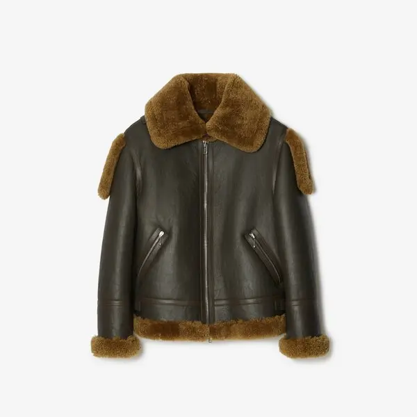 Burberry Shearling Aviator Jacket - Otter