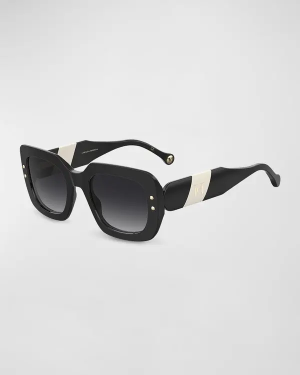 Carolina Herrera Patterned Rectangle Sunglasses - Blck Whte