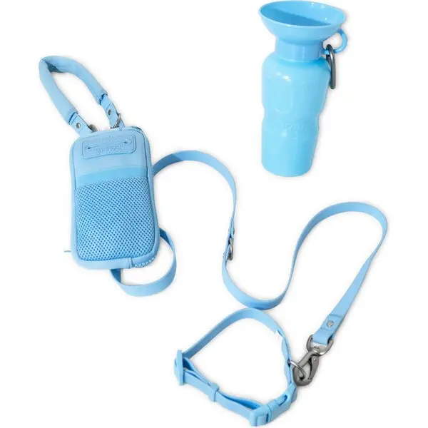 SPRINGER Dog Walk Bag & 22 Oz. Water Bottle Set - Sky Blue