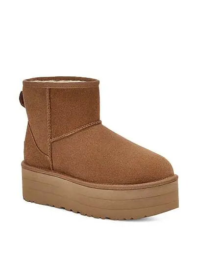 Pink Ugg® Classic Mini Platform Boots - Brown