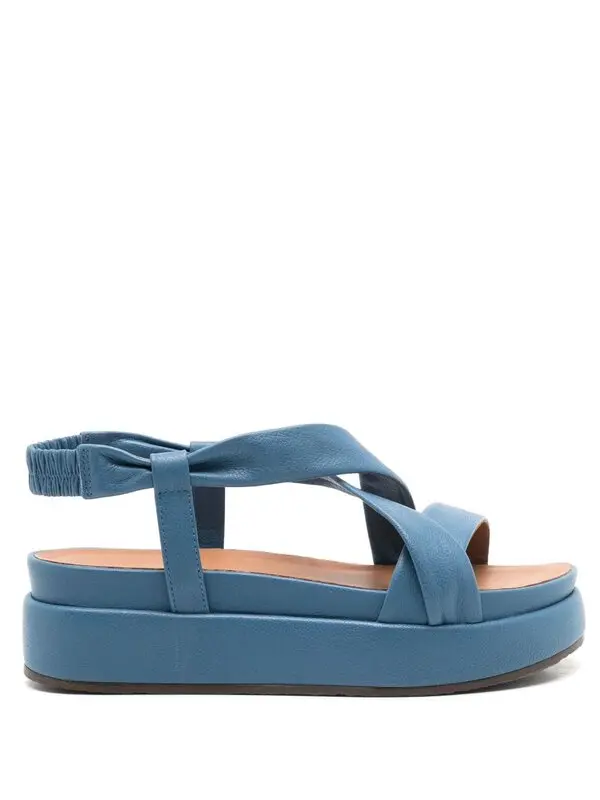 STUDIO CHOFAKIAN Vionnet Leather Platform Sandals - Blue