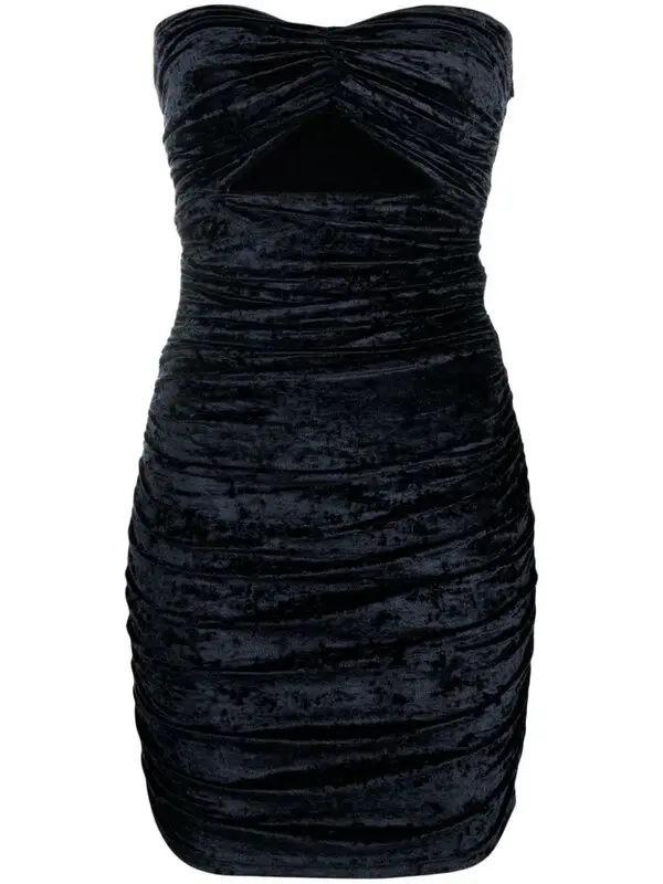 Amen Cut-out Crushed Velvet Mini Dress - Black