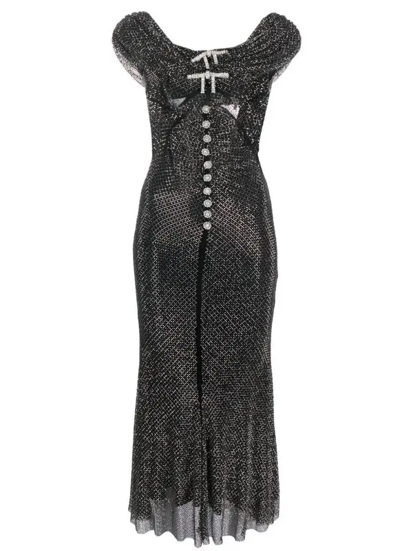SELF-PORTRAIT Crystal-embellished Off-shoulder Maxi Dress
