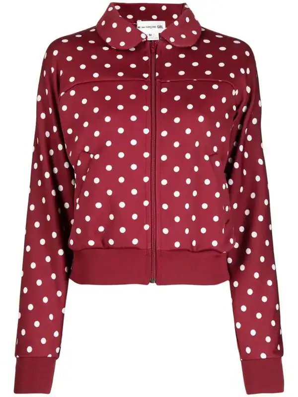 Comme Des GarçOns Polka-Dot Pattern Bomber Jacket In Red 50% Off