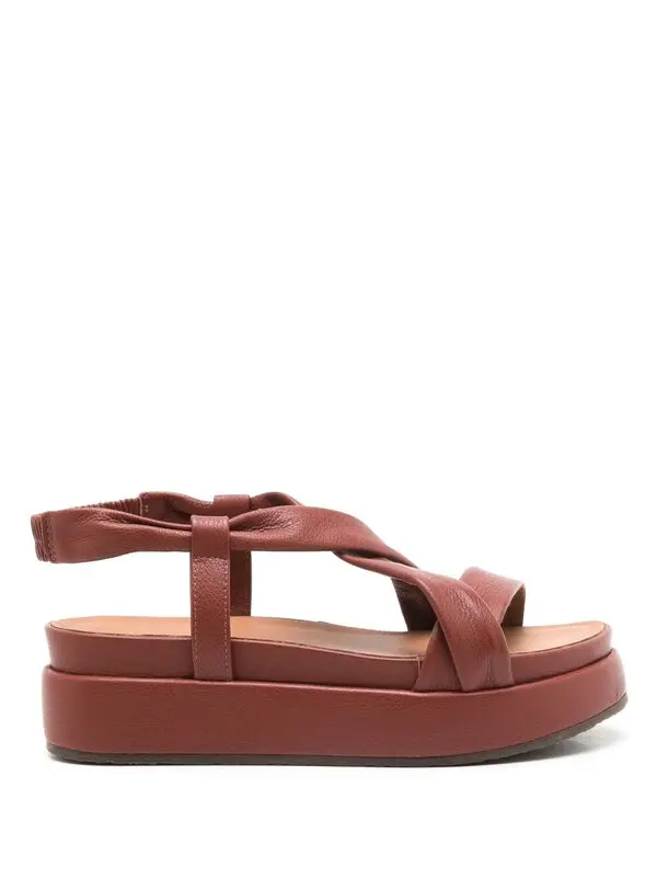 STUDIO CHOFAKIAN Vionnet Leather Platform Sandals - Brown