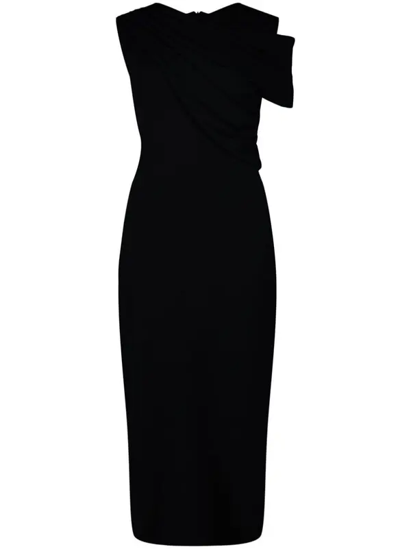 Giambattista Valli Draped Single-sleeve Midi Dress