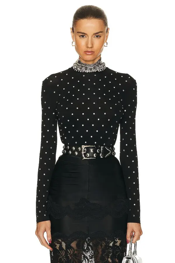 Rabanne Studded Turtleneck Top