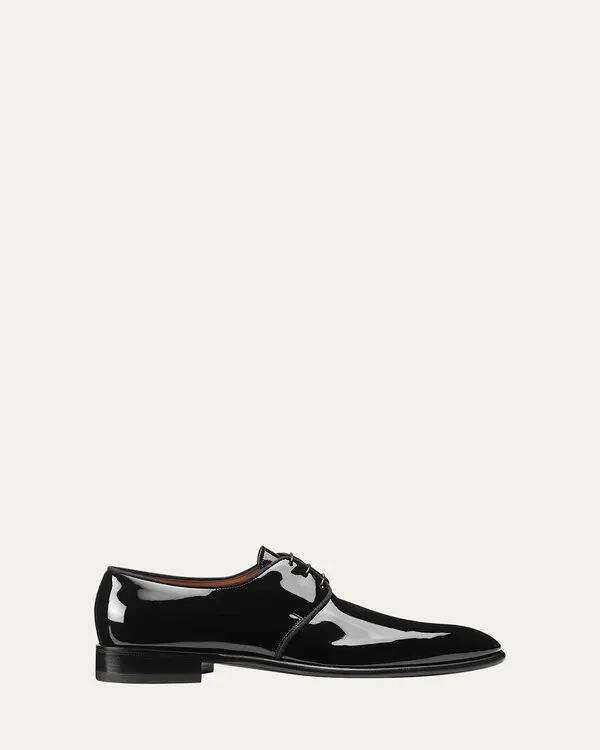 Santoni Isogram Patent Leather Derby Shoes