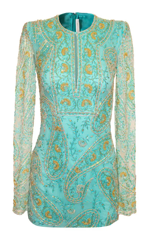 princess polly baby blue dress Naeem Khan White Glitter Feather Dress Size 34 FR main image 1