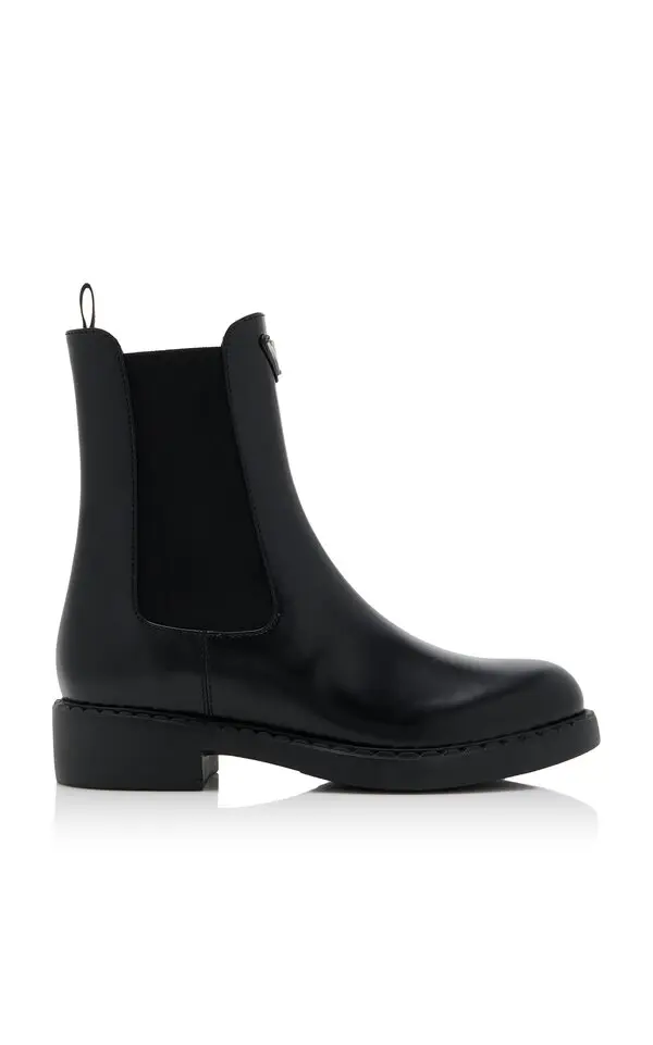 Prada Leather Chelsea Boots - Black