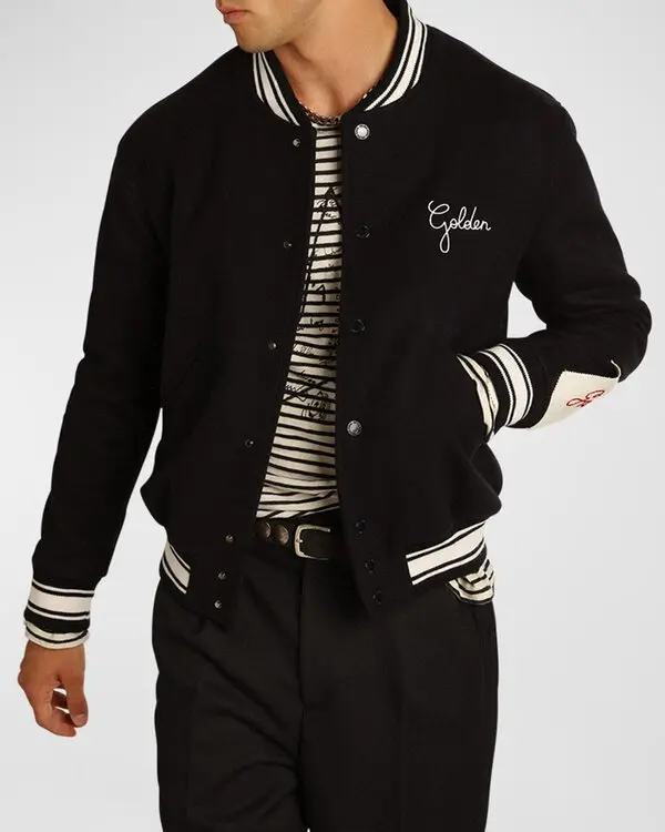 Golden Goose Embroidered Compact Bomber Jacket - Dark Blue