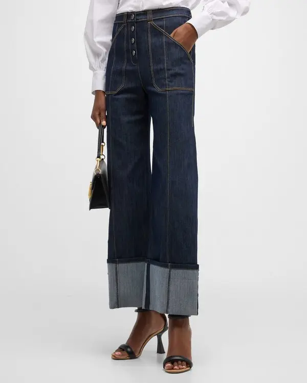 Cinq À Sept Benji Topstitched Denim Pants - Indigo