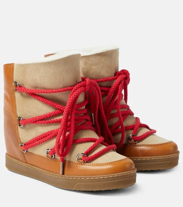Isabel Marant Nowles Leather Snow Boots - Brown