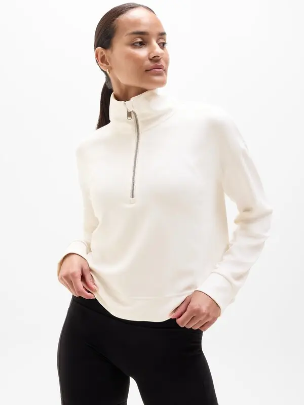 Athleta Seasoft Quarter Zip - Magnolia White
