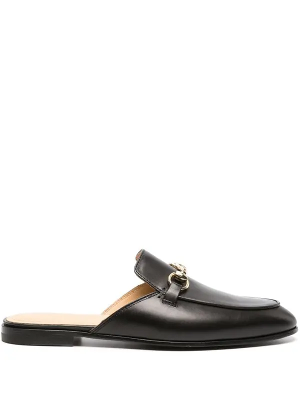 SCAROSSO Horsebit Leather Mules - Black