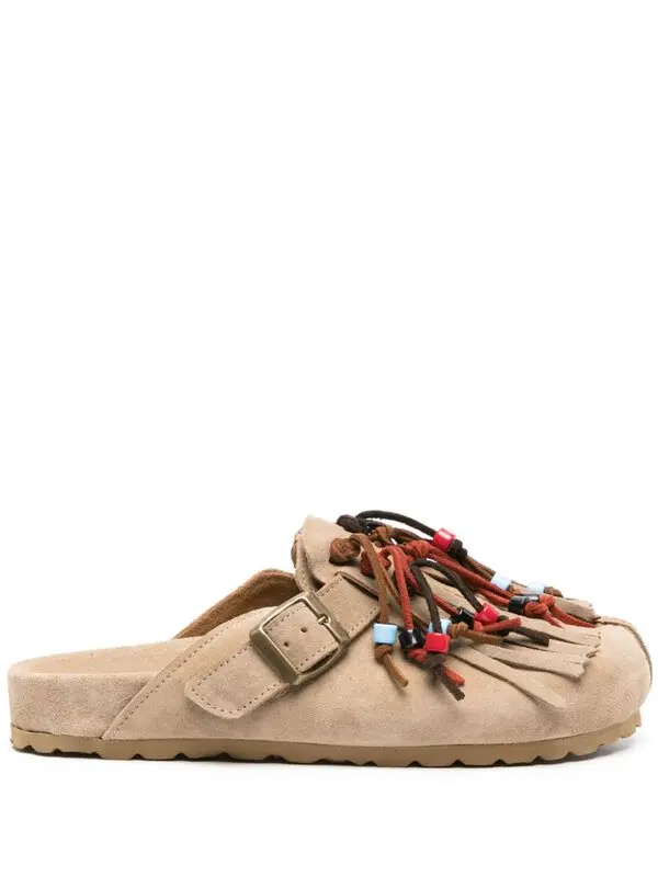 SCAROSSO Gea Bead-detail Mules - Neutrals