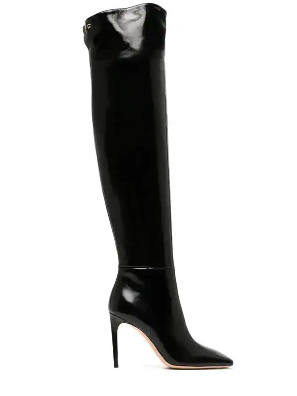Gianvito Rossi Christina Cuissard 95mm Leather Boots In Black 83