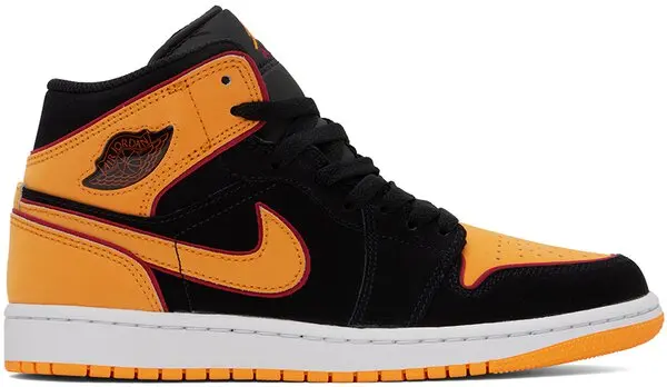 NIKE JORDAN Black & Orange Air Jordan 1 Mid Se Sneakers - 008 Black ...