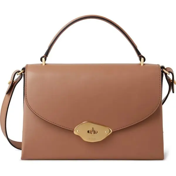 Mulberry Lana High Gloss Leather Top Handle Bag - Sable