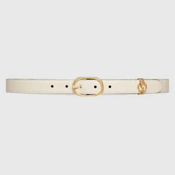 Gucci Belt With Round Interlocking G Leather - White | Editorialist